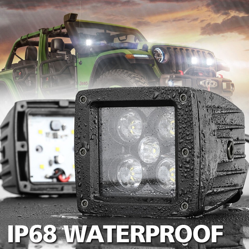 2Pcs 3" Cree LED Work Light Cube Pods Spot OffRoad Driving FOG SUV 4WD ...