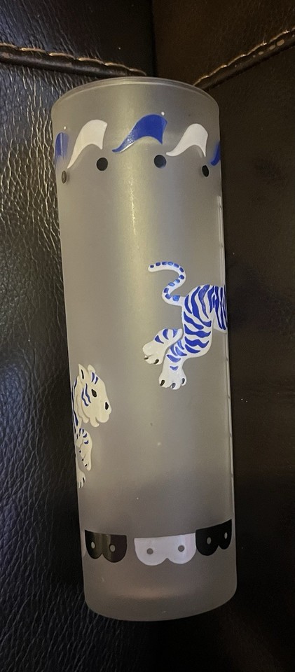 Vintage Libbey Circus Blue Tiger Carousel Merry-Go-Round Tom Collins ...