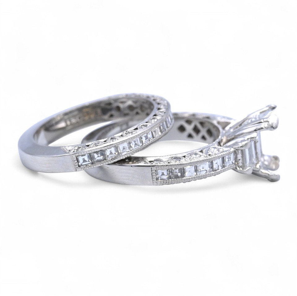 MODERN TACORI DIAMOND WEDDING RING MOUNTING & BAND SET PLATINUM 900 ~1.20CTTW | eBay