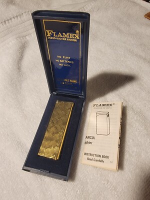 Vintage Flamex Lancia Butane Lighter With Box And Paperwork-GOLD Toned ...