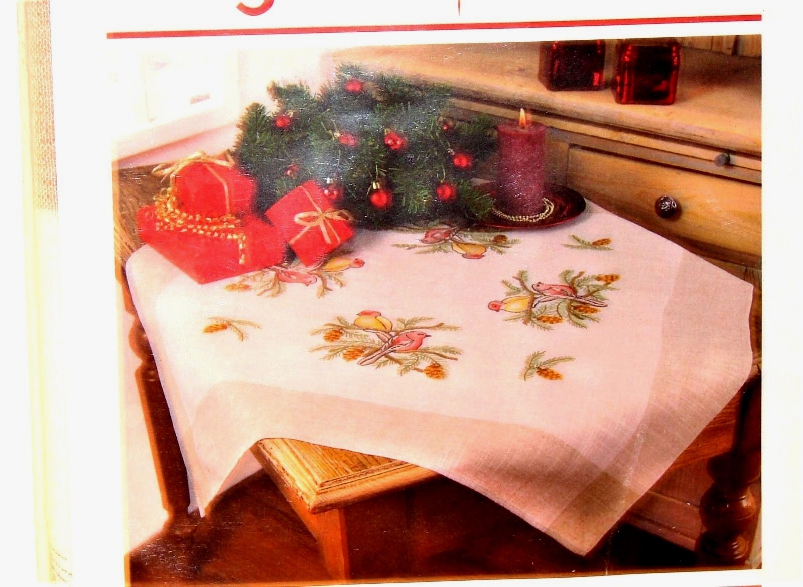 NEW DUFTIN of HUNGARY "BIRDS" Table Topper Stamped Embroidery Kit w ...