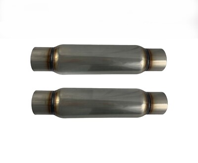 3.0" In / Out Universal Glass Pack Exhaust Resonator Muffler 4"Round ...