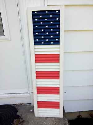 Wooden Patriotic American Flag Wood Wall Art Rustic Upcycle Shutter ...