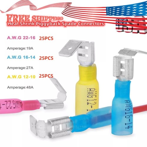 Heat Shrink Piggy Back Connectors Electrical Wire Terminal AWG 22-10 ...