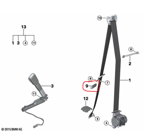 SEAT SAFETY BELT BUCKLE LIMIT STOP CLAMP CLIP 2PC BLACK GENUINE BMW ...