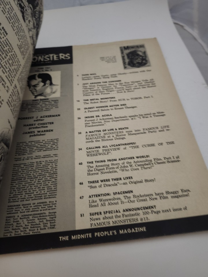 FAMOUS MONSTERS OF FILMLAND #12 1.5 BASIL GOGOS COVER WARREN OW PGS ...