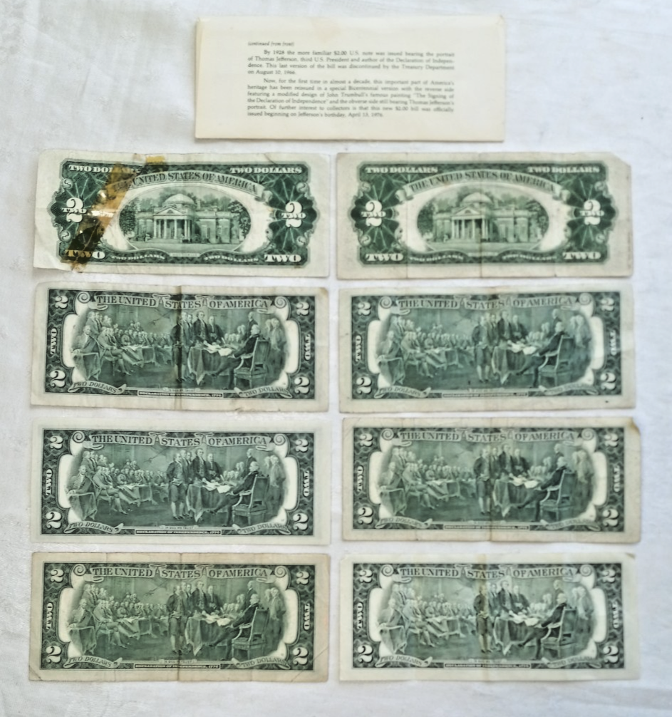 Lot of (8) EIGHT Two Dollar Bill $2 Notes 1953 Red Seal 1976 1995 | eBay