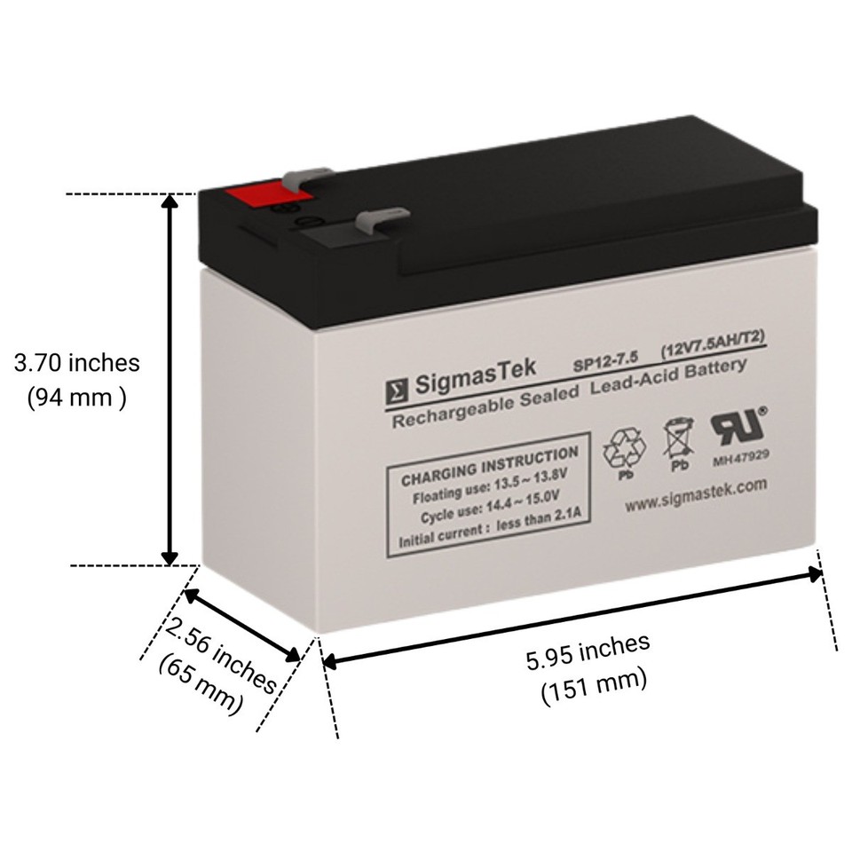APC BACKUPS BK420 UPS, 12V 7.5Ah F2 SigmasTek SP12-7.5 (T2) Battery ...