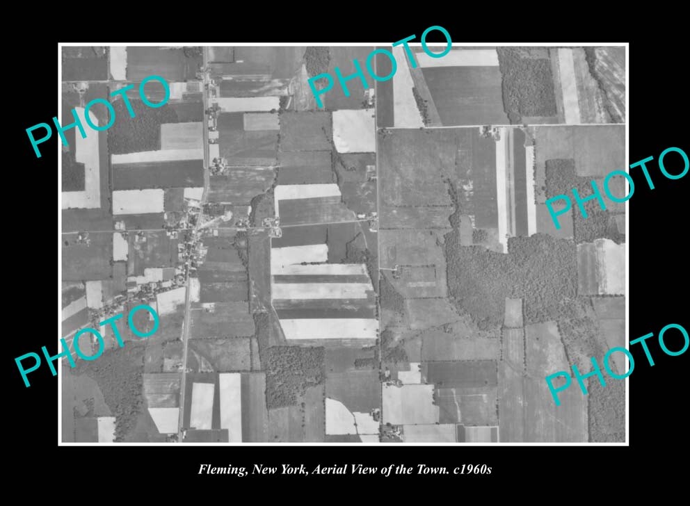OLD POSTCARD SIZE PHOTO FLEMING NEW YORK AERIAL VIEW OF THE TOWN c1960s ...