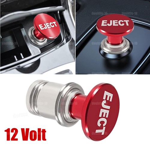 DC 12V EJECT Red Car Cigarette Lighter Push Button Aluminum Interior ...