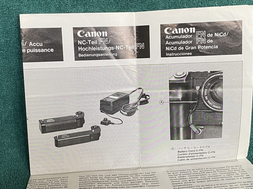 Canon Ni-Cd High Power Pack FN Original Owner's Instuction Manual For ...