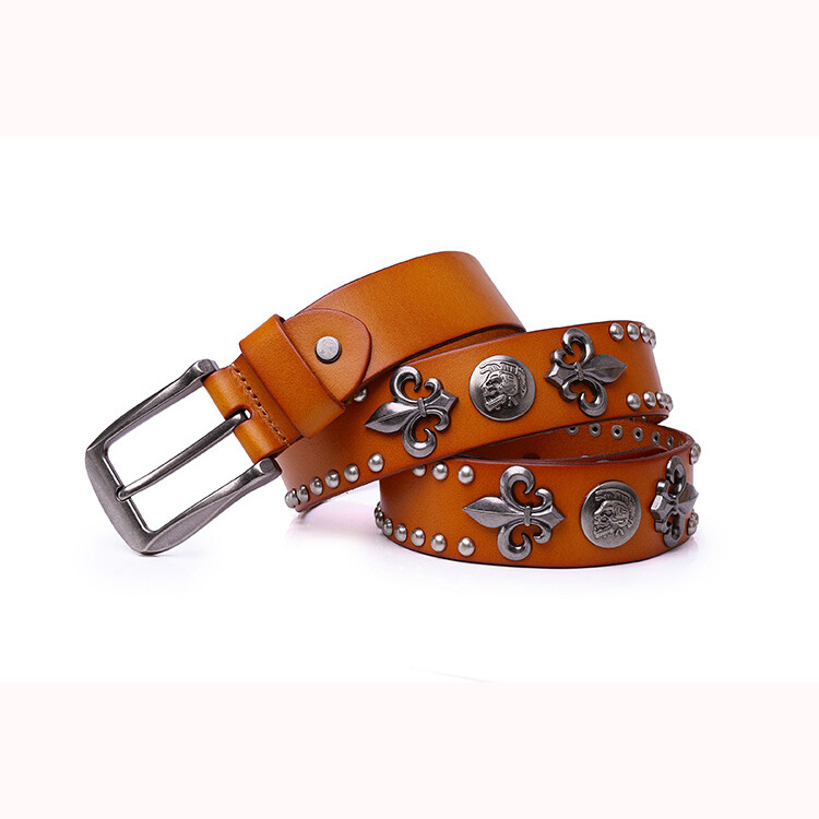 Skull Studded Rivet Metal Punk Rock Belts Waistband Men Leather Buckle ...