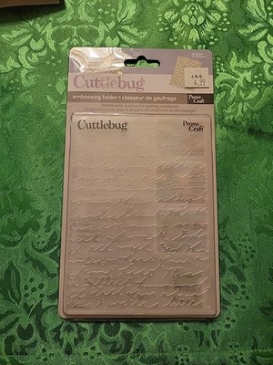 NEW Cuttlebug SCRIPT EMBOSSING FOLDER Handwritten Words Background ...