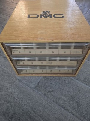 Vintage DMC Wood Embroidery Floss Storage Cabinet 3 Drawers With Trays ...