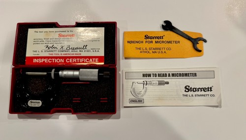 Starrett No. 436 1 " Micrometer Ratchet Lock with original paperwork ...