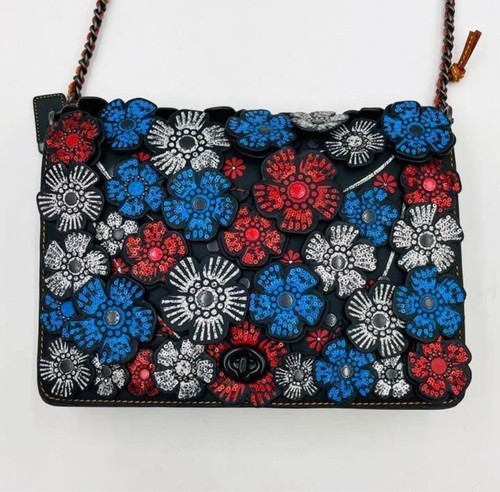 COACH 3D Flower Shoulder Bag BlackBrown Leather Used | eBay
