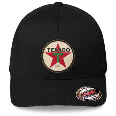 Texaco Vintage Sign Logo Black Hat Flexfit Baseball Cap Printed Emblem ...