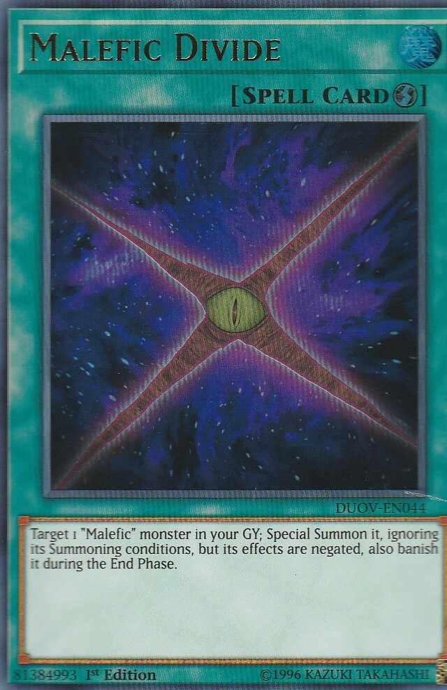 YUGIOH HOLO CARD MALEFIC DIVIDE DUOV-EN044 1ST EDITION | eBay