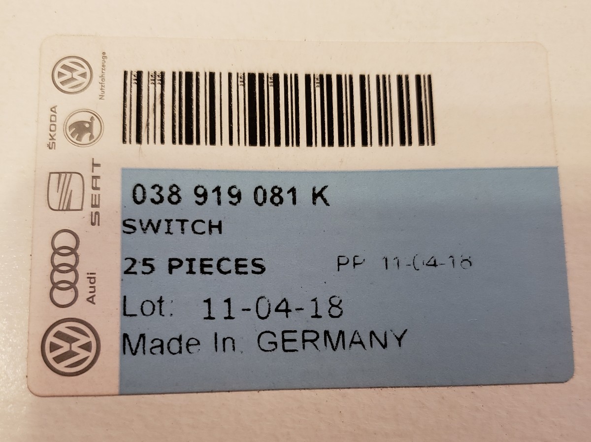 Audi Oil Pressure Switch 038919081K - 1 per order | eBay