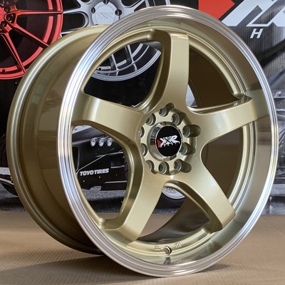 XXR 555 Wheels 17 x8 +35 Gold Deep machine Lip Rims 5x100 5x114.3 5 ...