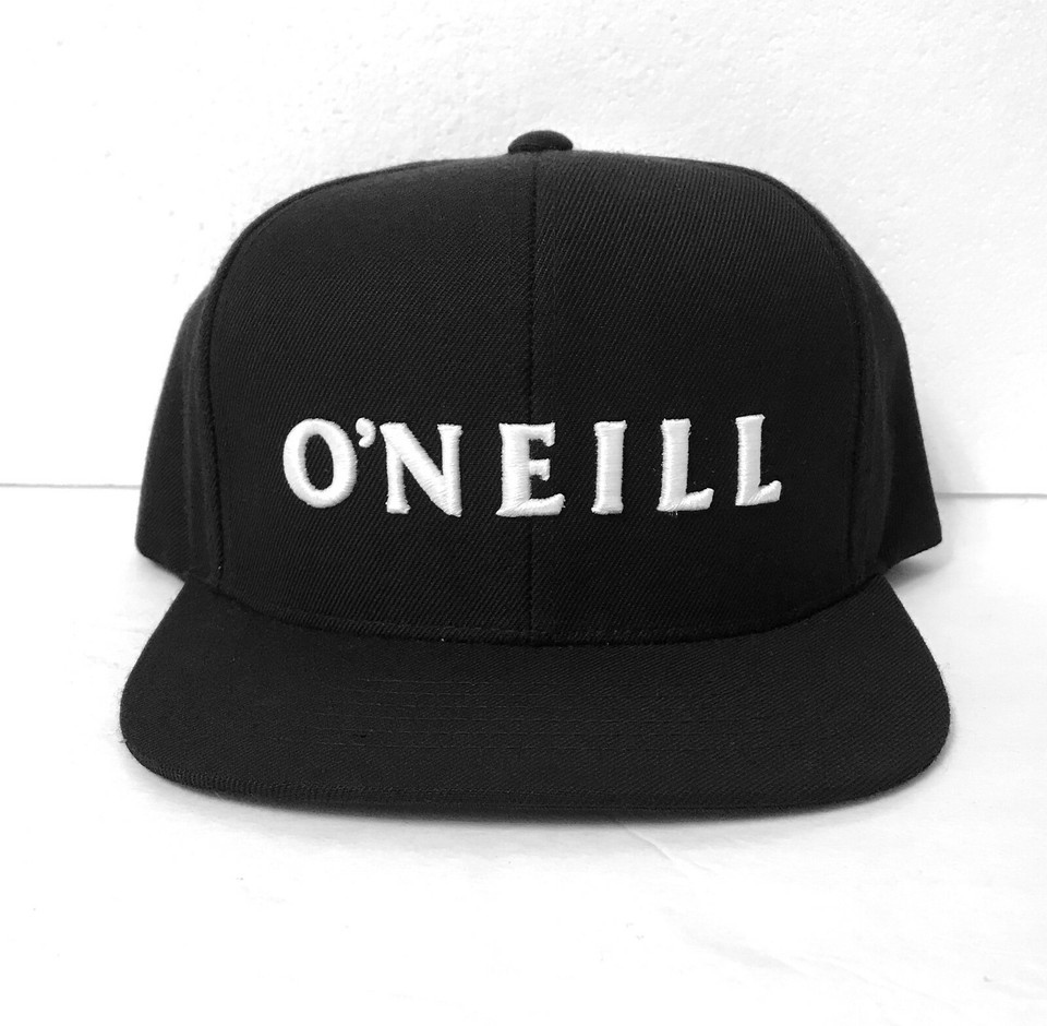 New O'NEILL SNAPBACK HAT black white spellout big logo WOOL flat bill ...