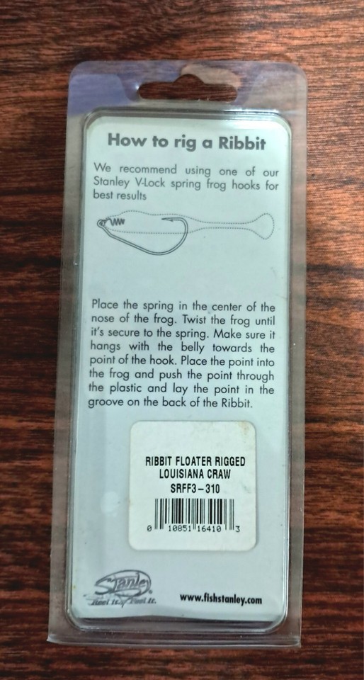 Stanley Ribbit Frog SRFF3-310 Pre-Rigged Topwater Lure w/ 2 Spare ...