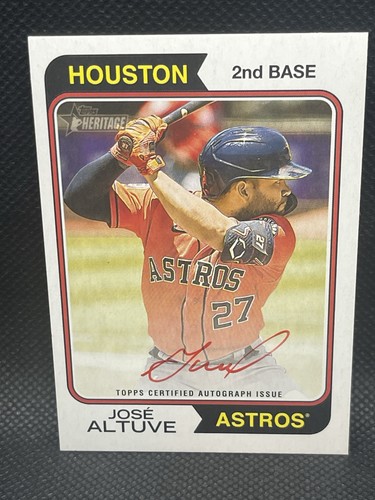 JOSE ALTUVE #1/74 2023 Topps Heritage RED INK AUTO Real One Autograph ...