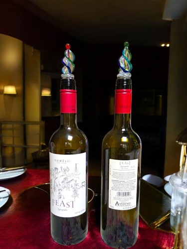 Beautiful Art Glass Wine Bottle Stopper W/ Metal Insert 6" Set Of 2 | eBay