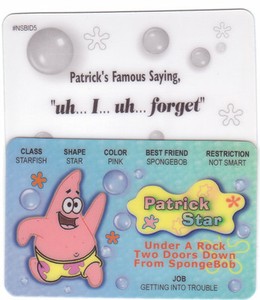 Patrick STAR of Spongebob Squarepants plastic ID card Drivers License ...