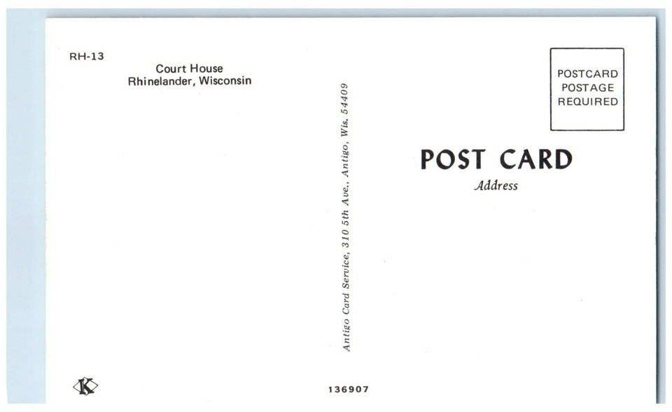 c1960 Rear View Court House Building Rhinelander Wisconsin WI Vintage ...