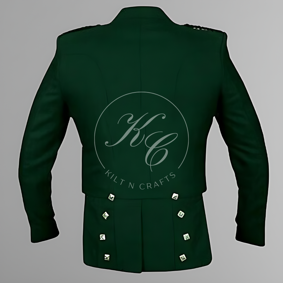 Green Velvet Prince Charlie Tuxedo Kilt Jacket with Vest –Custom Made ...