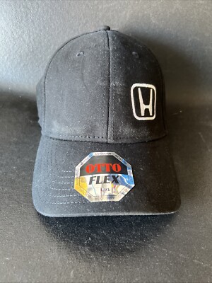 Honda Offset Logo Hat Black Otto Flex Stretch Fitted Hat L/XL | eBay ...