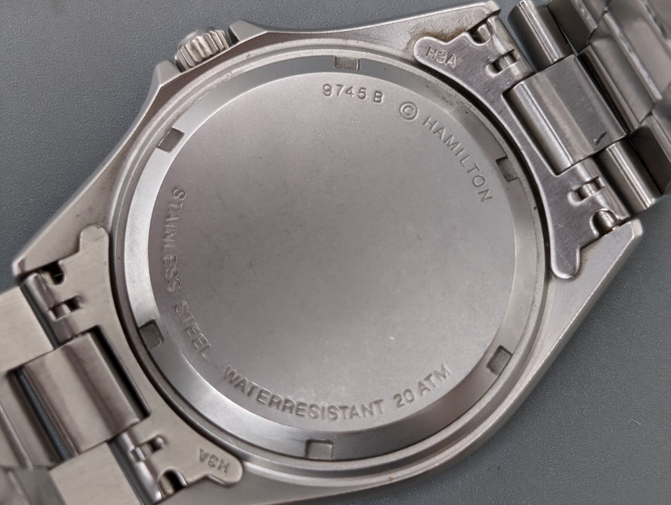 Hamilton Khaki Sub 660ft 9745B Black Dial Quartz Men's Watch Vintage ...