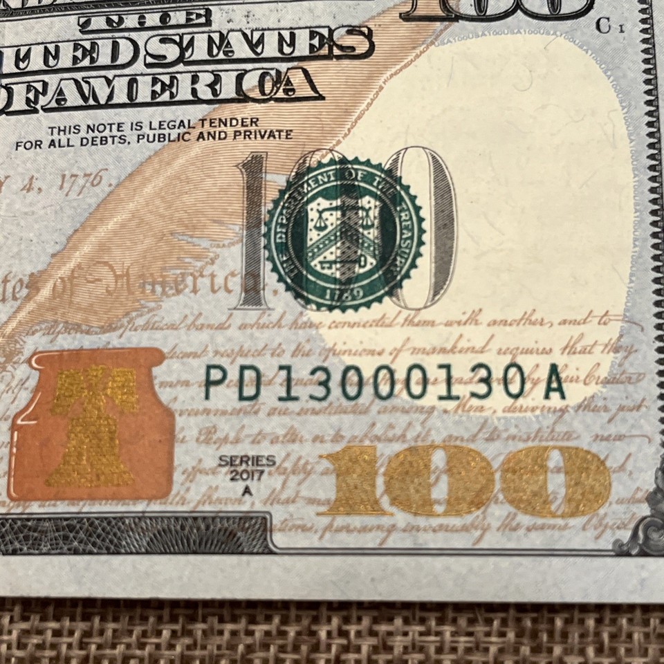 $100 Bill Lucky 13 Trinary Triple Zero Fancy Serial Number Rare ...
