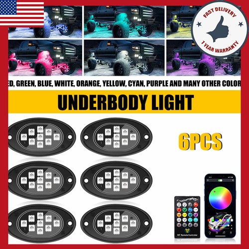 6X LED Dreamcolor RGB Pods Lights Rock Trim Underbody Neon Light APP ...