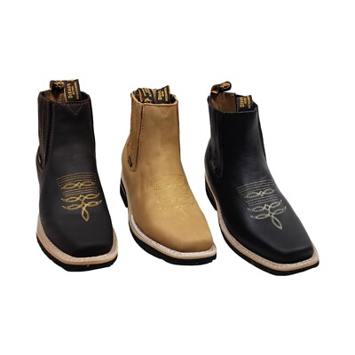 Men Genuine Cowhide Nobuck Handcrafted Western Rodeo Short Ankle Boots ...
