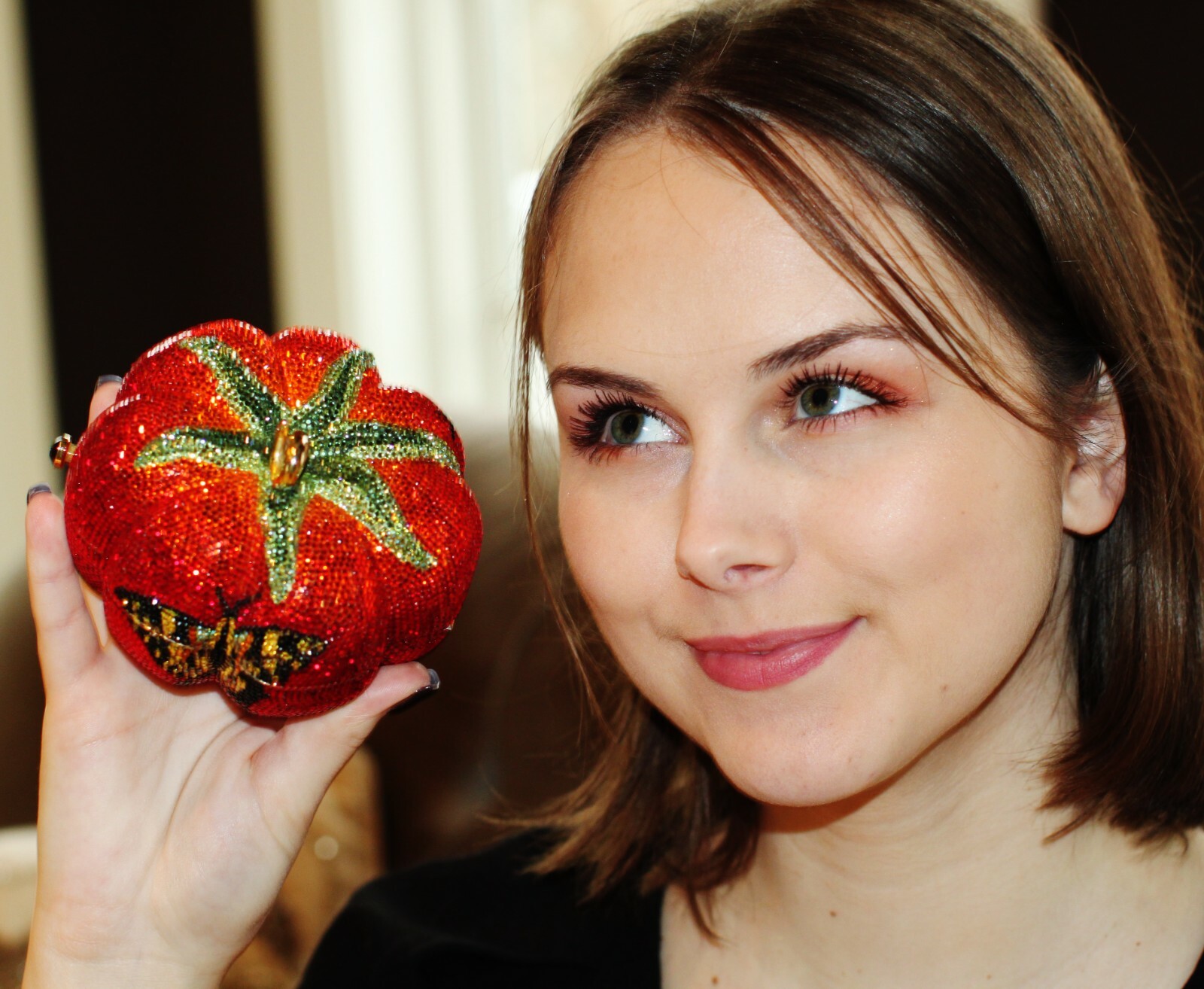 Judith Leiber TOMATO Swarovski Crystal Minaudiere Purse Museum BEE ...