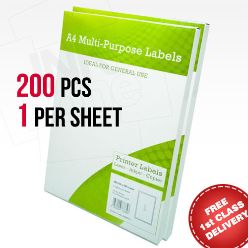 A4 Self Adhesive Multipurpose Labels 200 White Sheets *** 1 Label Per ...