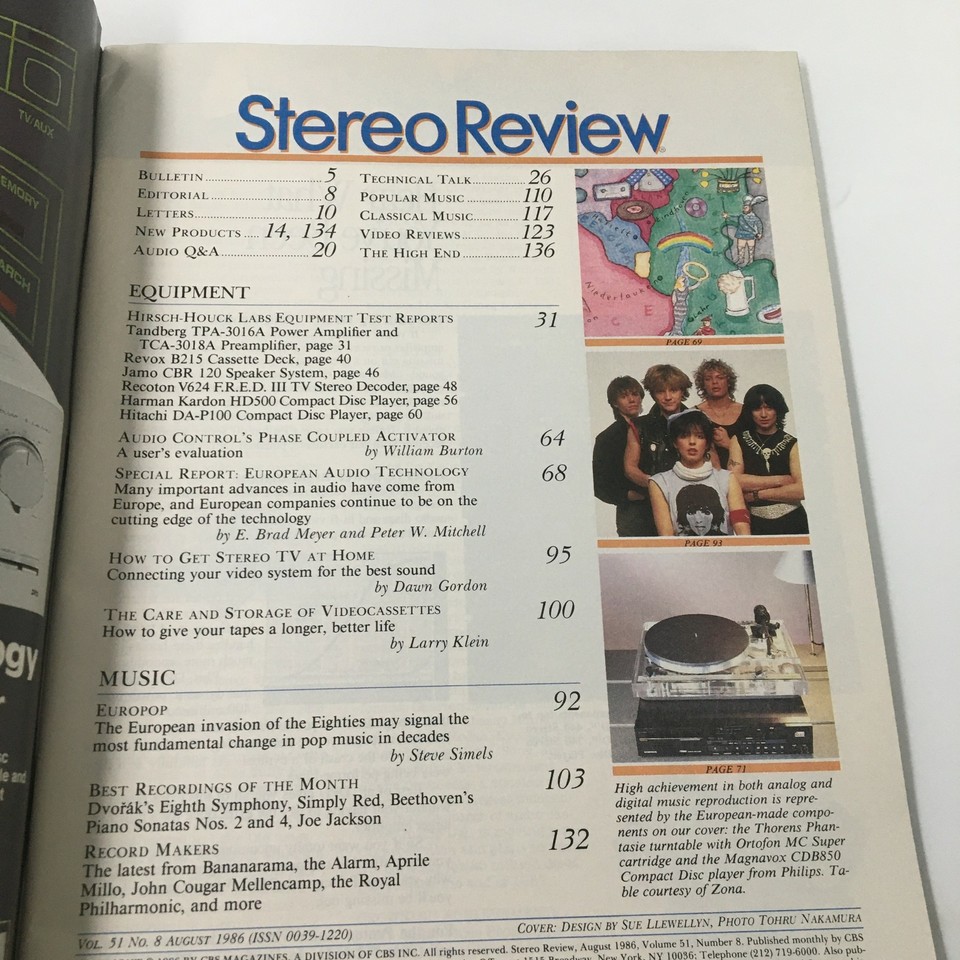 Stereo Review Magazine August 1986 Lab Tests Tandberg TPA-3016A ...