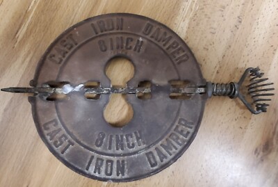 Vintage Cast Iron 8” Damper Flue with Steel Spindle Re-Purpose Chipped ...