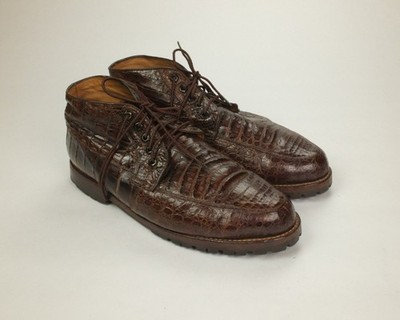MAX LEATHER INC Men's Sz 13 Custom Brown Alligator Leather Boots MADE ...