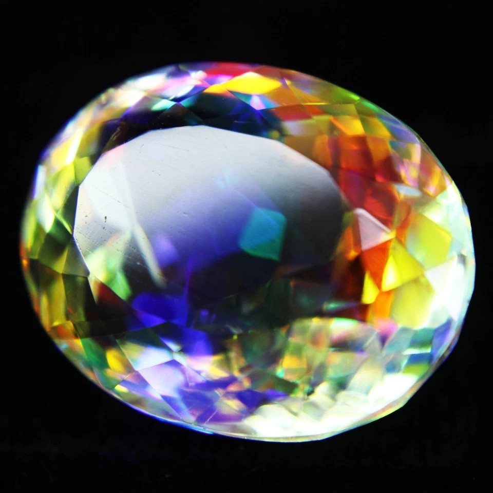 52.25 Ct Natural Mystic Topaz Multi Color Certified Oval Shape Loose ...