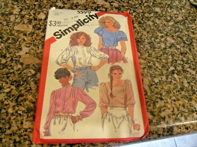 Simplicity 5599 Blouse/ Shirts Sewing Pattern Size 8 Bust 31.5 **Uncut ...