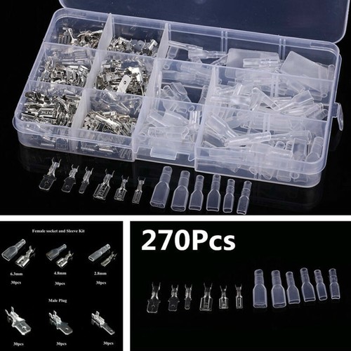 270Pcs Car Spade Connector Wire Crimp Terminal Block With Insulating ...