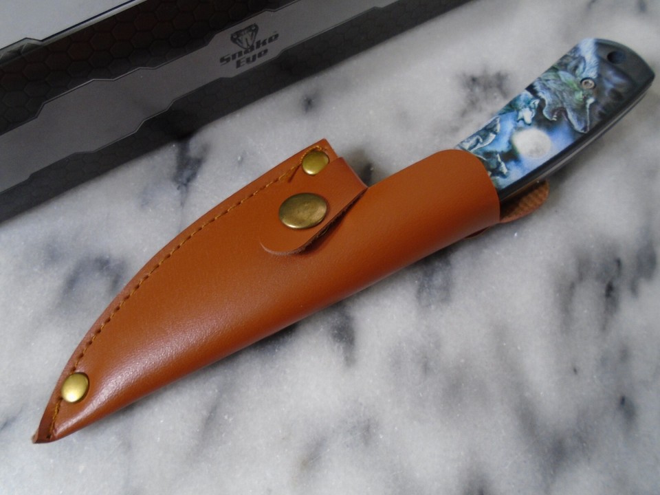 Snake Eye Wolf Sharp Finger Skinner Knife Full Tang Fixed Blade HK ...