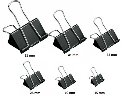 Bulldog Foldback Clips Metal Binder Grip Paper Clip Fold Back 15mm-51mm ...
