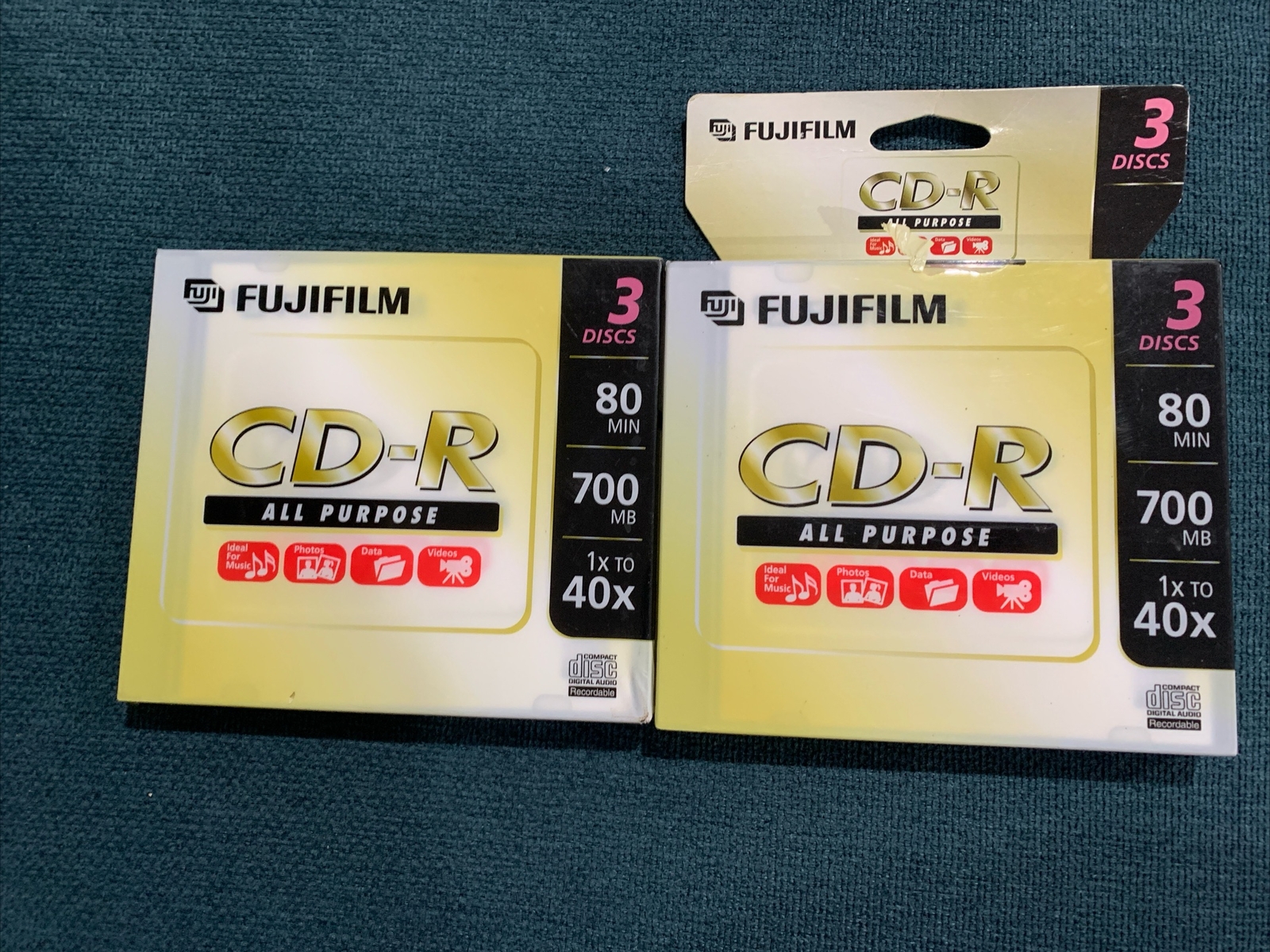 FujiFilm 3-Pack All-Purpose CD-R 80 Min 700 MB Recordable CDs Lot Of 2 ...