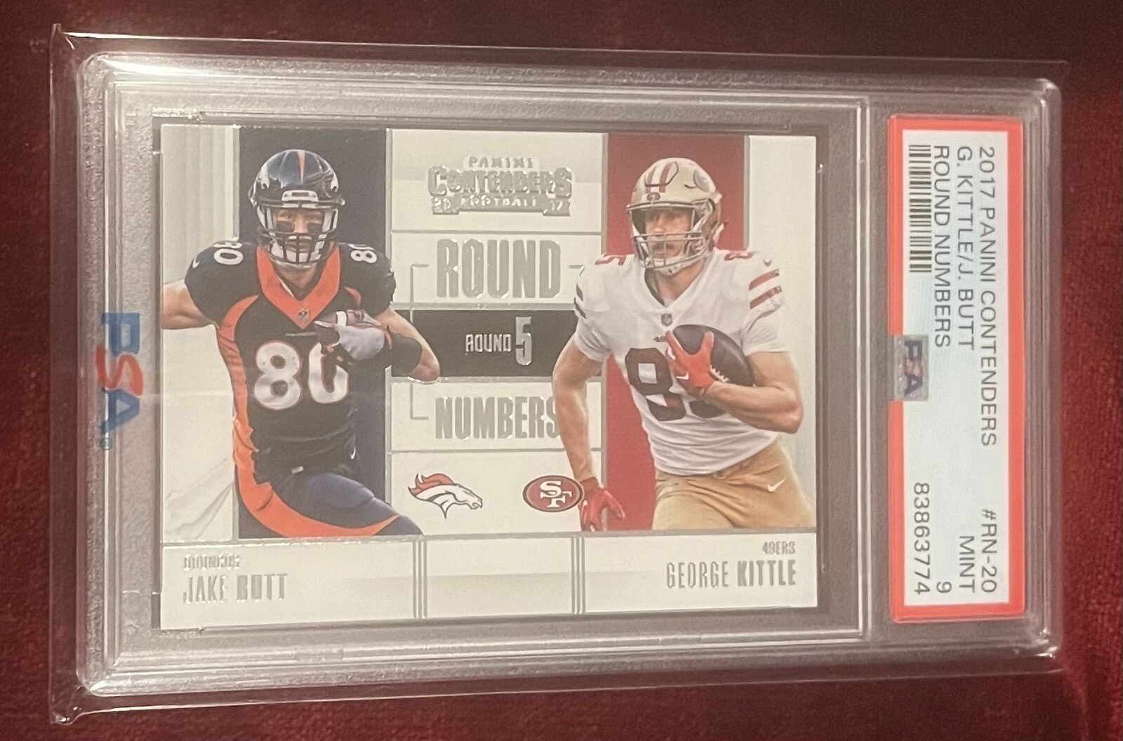 2017 Contenders Round Numbers George Kittle/Butt Rookie RC PSA 9 Mint ...