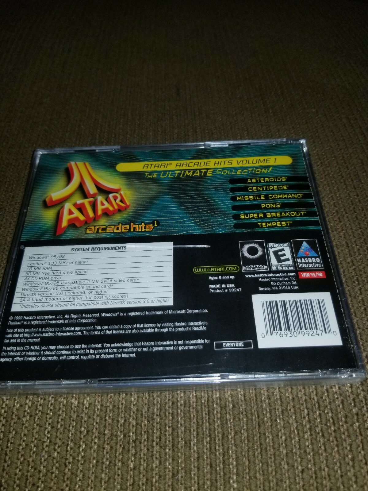 ATARI ARCADE HITS 1 The Ultimate Collection PC Games For Windows 95/98 ...