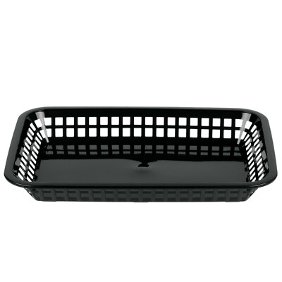 (ONE) 10 3/4" x 7 3/4" RECTANGULAR FOOD BASKET BLACK PLASTIC BURGERS ...